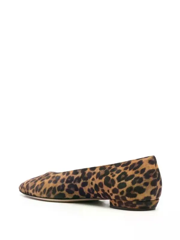 GIANVITO ROSSI Amelia Leopard Print Ballerina Flats - Black
