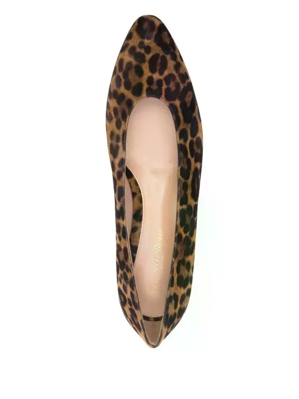 GIANVITO ROSSI Amelia Leopard Print Ballerina Flats - Black