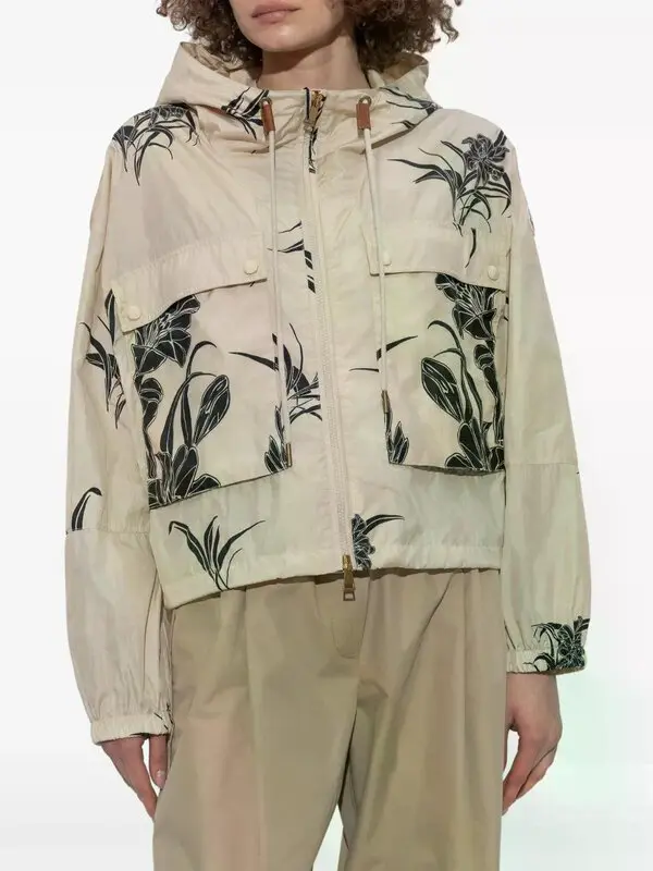Moncler Floral-print Jacket - Neutrals
