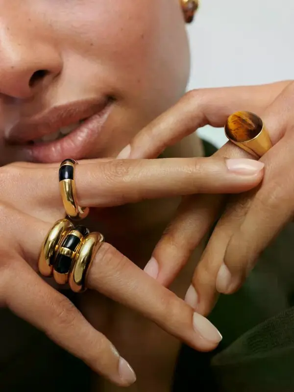 Monica Vinader Kate Young Striped D-shape Band Ring