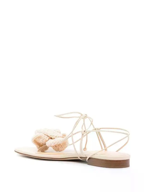 Magda Butrym Cream Leather Flower Crochet-knit Sandals