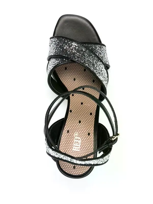 Red Valentino 95mm Glitter Ankle-strap Sandals