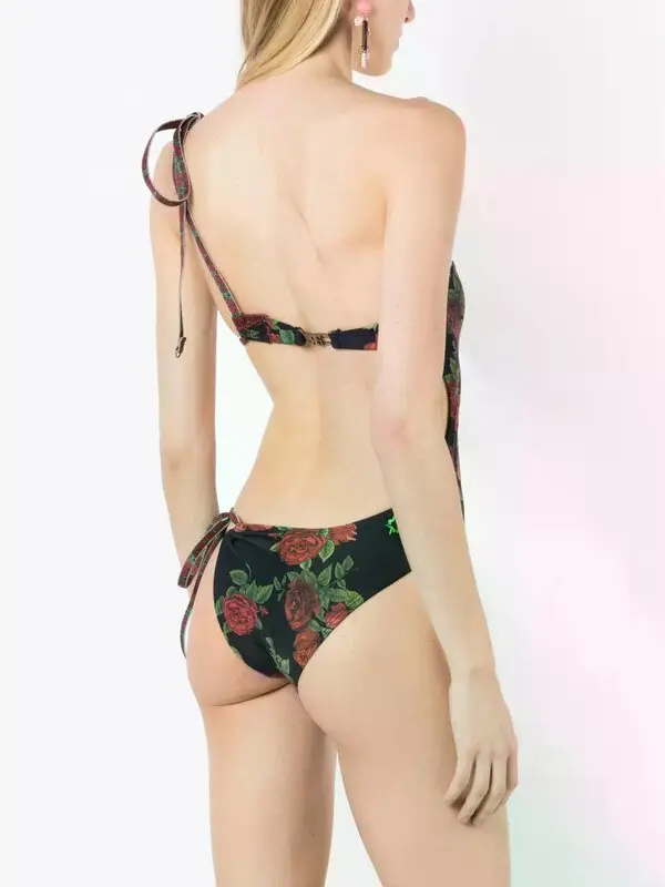 AMIR SLAMA Rose-print Cut-out One-piece Swimsuit