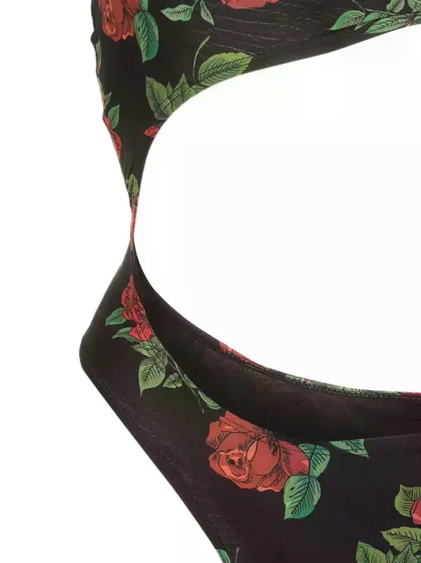 AMIR SLAMA Rose-print Cut-out One-piece Swimsuit