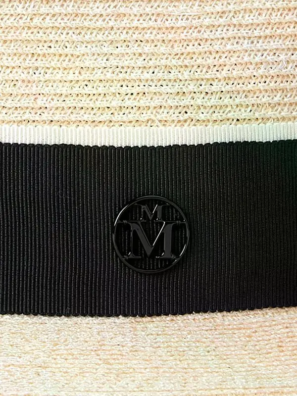MAISON MICHEL Andre Logo Plaque-detail Straw Fedora