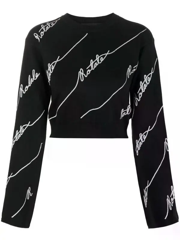 ROTATE BY BIRGER CHRISTENSEN Logo-embellished Cropped Jumper