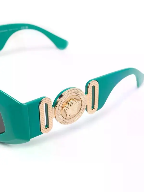 Versace Medusa Head-detail Oval-frame Sunglasses - Green