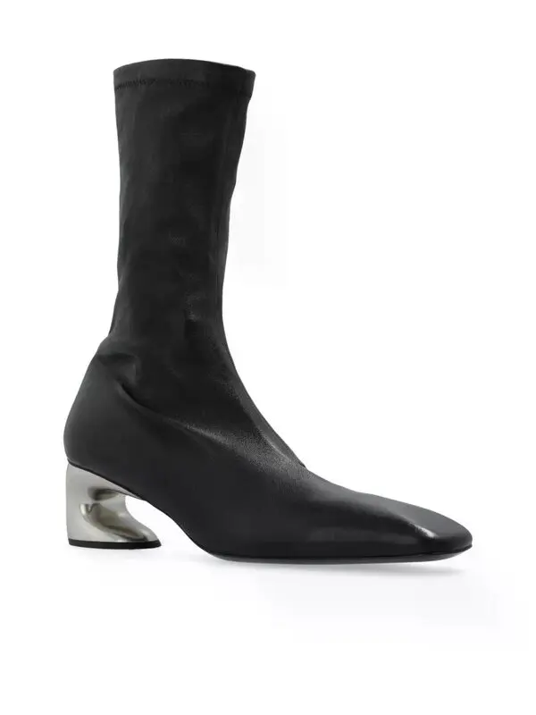 JIL SANDER Nappa Leather Ankle Boots With Sculptural Heel