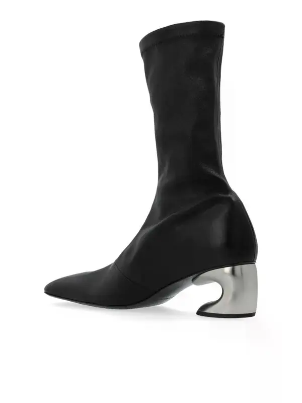 JIL SANDER Nappa Leather Ankle Boots With Sculptural Heel