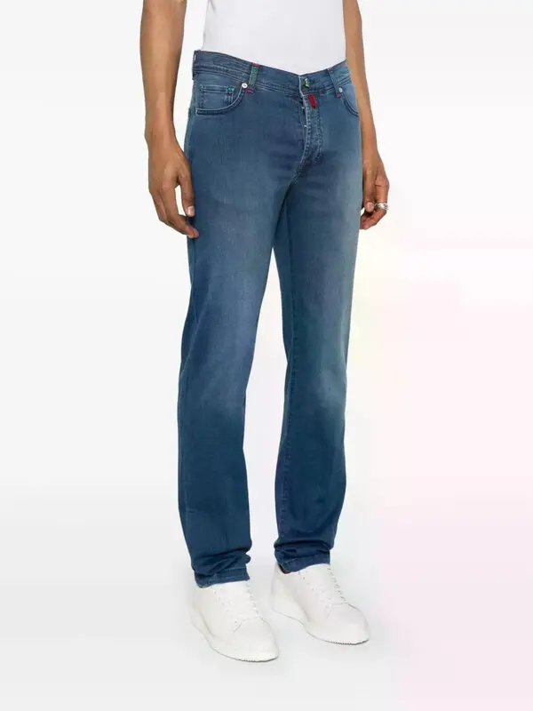 Kiton Logo-patch Jeans - Blue
