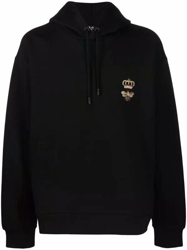 Dolce & Gabbana Embroidered Cotton-blend Hoodie - Black