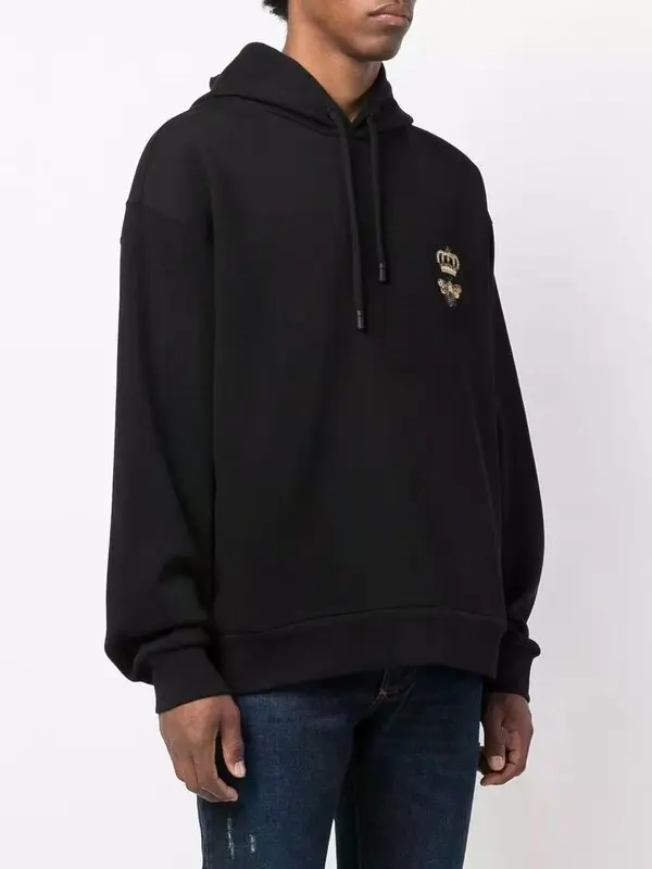 Dolce & Gabbana Embroidered Cotton-blend Hoodie - Black