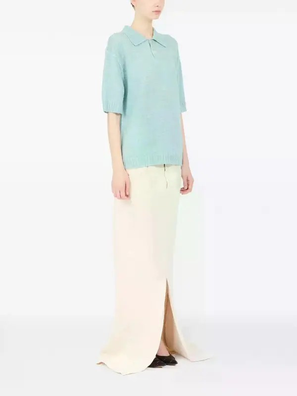 MAISON MARGIELA Short-sleeve Hemp Polo Top - Blue