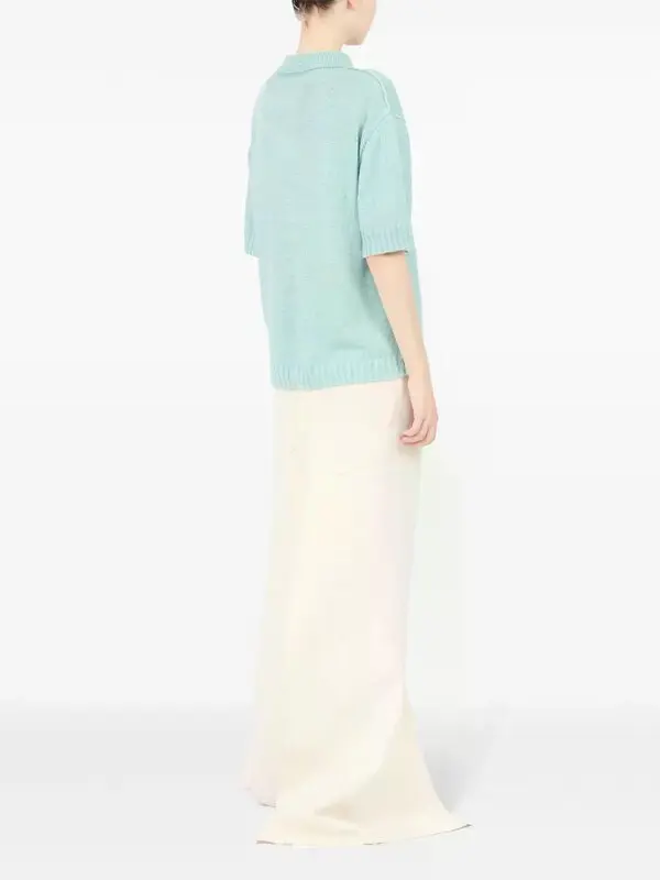 MAISON MARGIELA Short-sleeve Hemp Polo Top - Blue