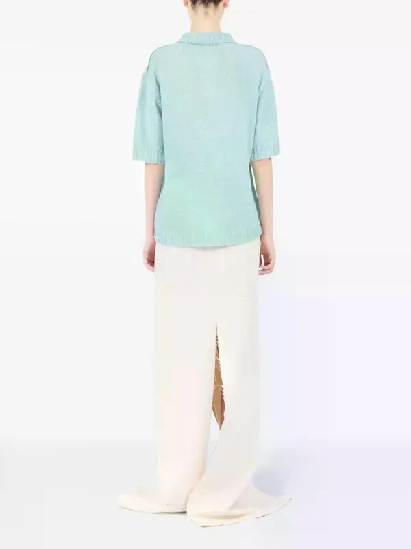 MAISON MARGIELA Short-sleeve Hemp Polo Top - Blue