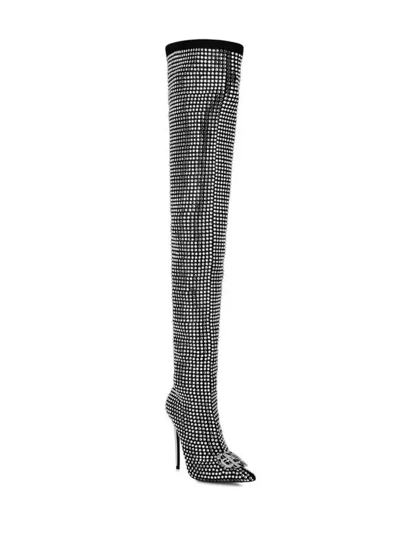 Philipp Plein Rhinestone Embellished Over The Knee Boots
