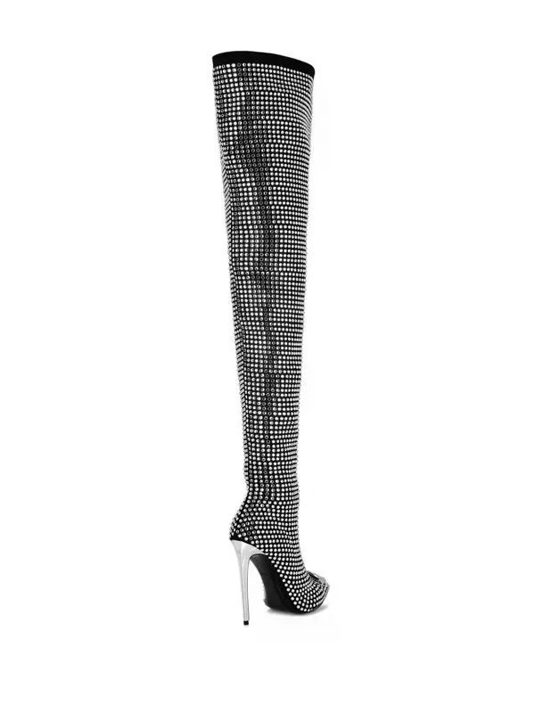 Philipp Plein Rhinestone Embellished Over The Knee Boots