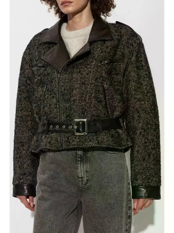 R13 Herringbone-pattern Biker Jacket