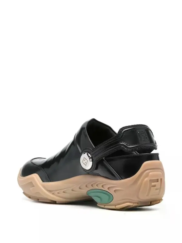 Fendi Ff-embroidered Leather Clogs