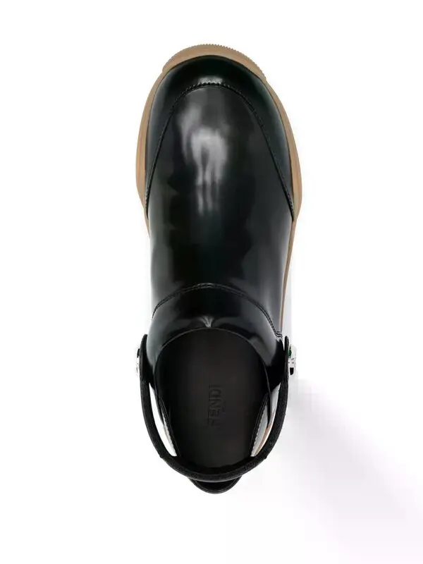 Fendi Ff-embroidered Leather Clogs