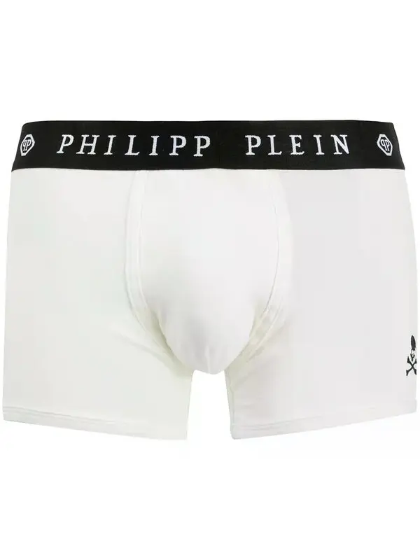 Philipp Plein Logo Embroidered Boxers - White