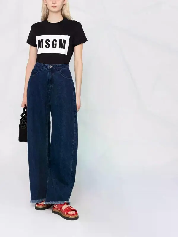 MSGM Logo-print Cotton T-shirt - Black