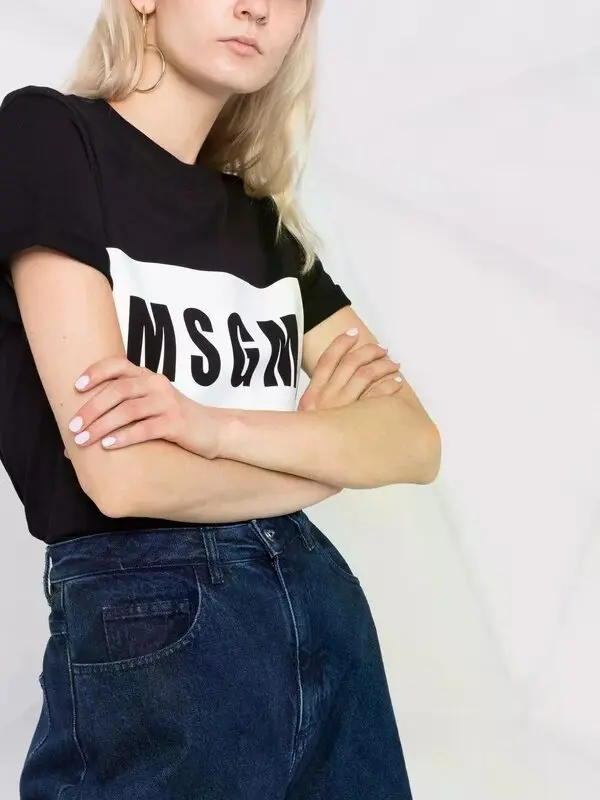 MSGM Logo-print Cotton T-shirt - Black