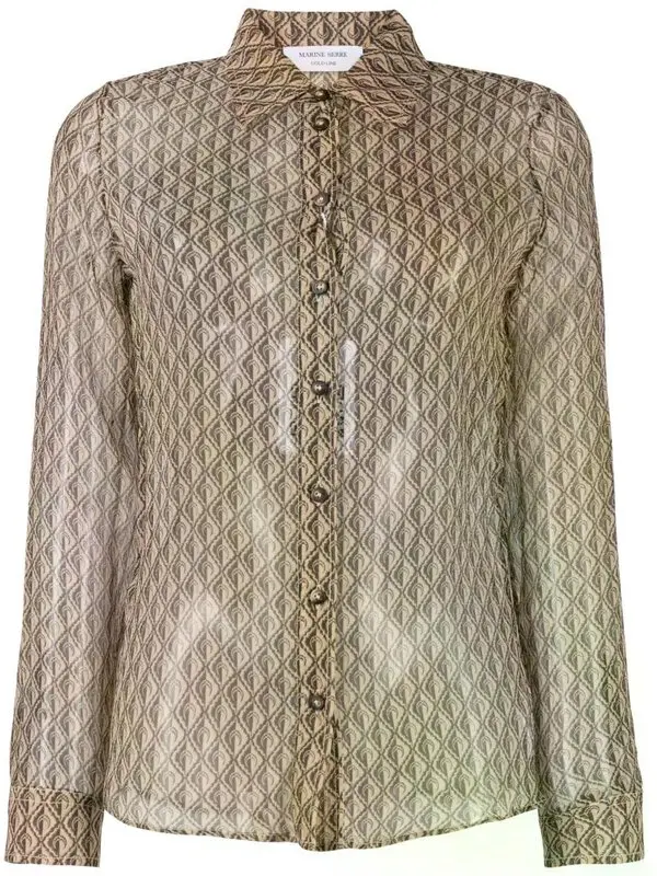 MARINE SERRE Graphic Print Silk Shirt