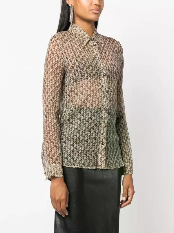 MARINE SERRE Graphic Print Silk Shirt