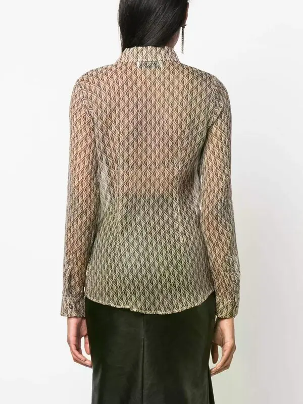MARINE SERRE Graphic Print Silk Shirt