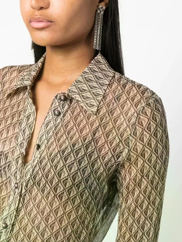 MARINE SERRE Graphic Print Silk Shirt