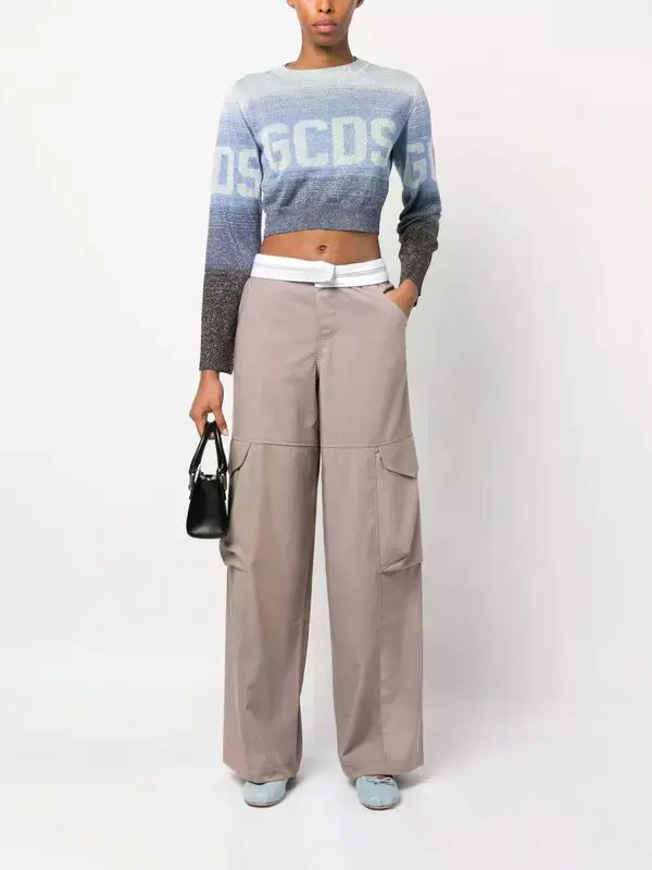 Gcds Intarsia-knit Logo Cropped Jumper