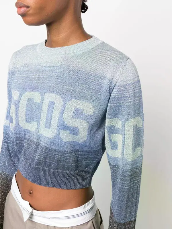 Gcds Intarsia-knit Logo Cropped Jumper