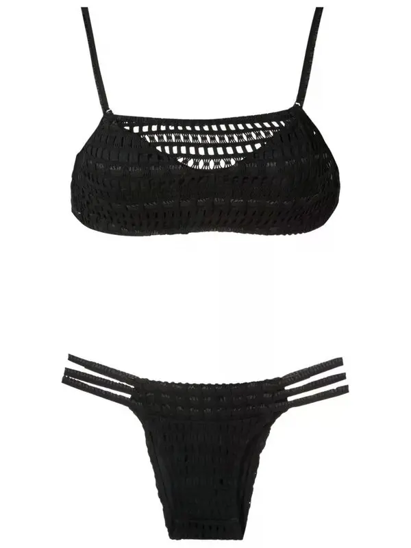 AMIR SLAMA Open-knit Bikini Set - Black