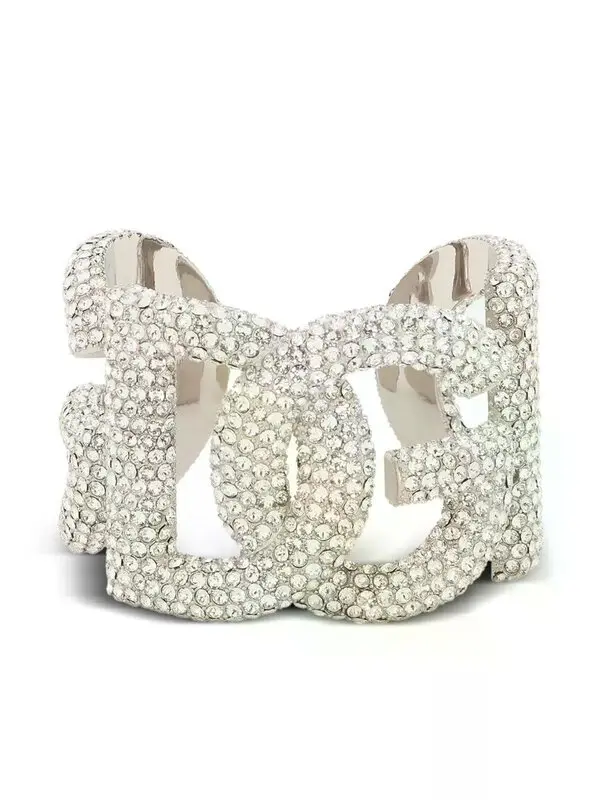 Dolce & Gabbana Dg Crystal-embellished Cuff Bracelet - Silver