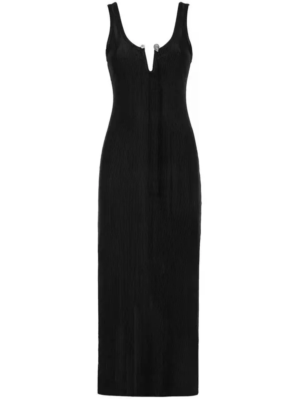 Philipp Plein Metallic Skull Ribbed Midi Dress