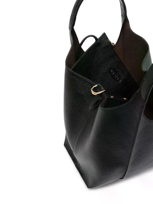 TOD'S Timeless Logo-plaque Tote Bag - Black