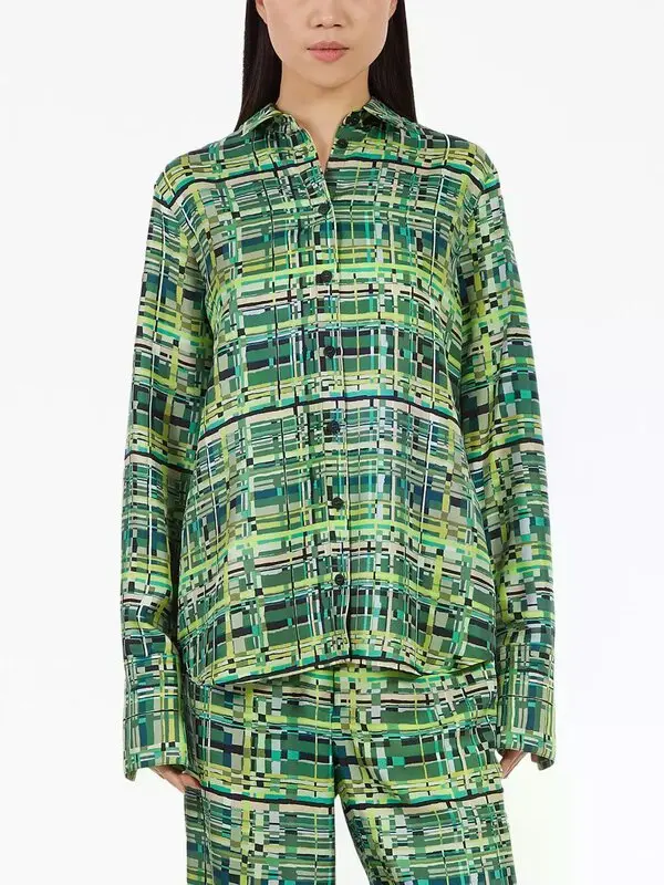 FERRAGAMO Long-sleeved Checkered Silk Shirt
