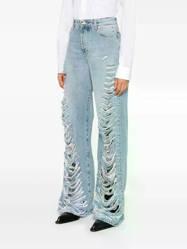 Philipp Plein Ripped Denim Trousers