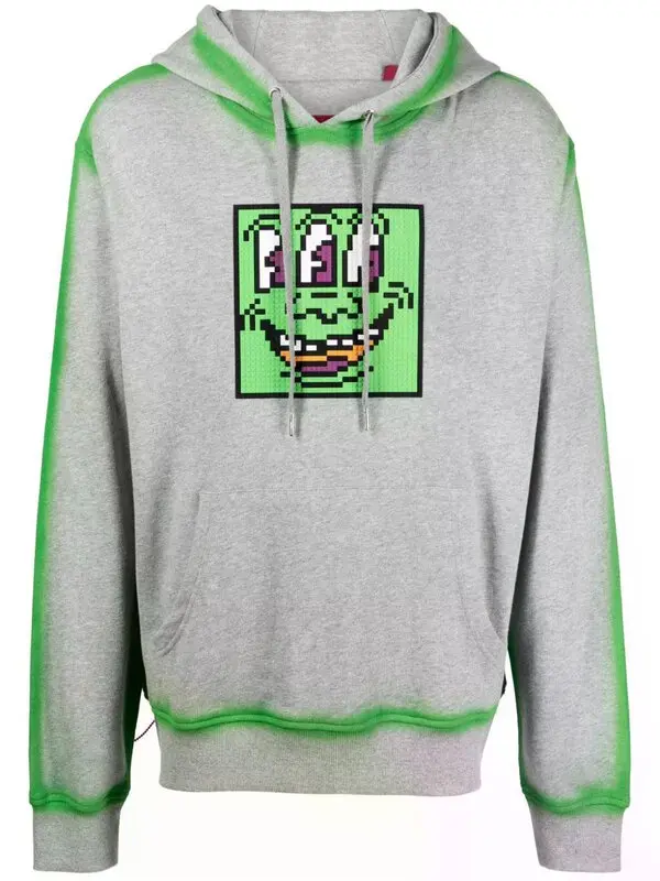 MOSTLY HEARD RARELY SEEN 8-BIT Triple The Eyes Graphic-print Cotton Hoodie - Grey