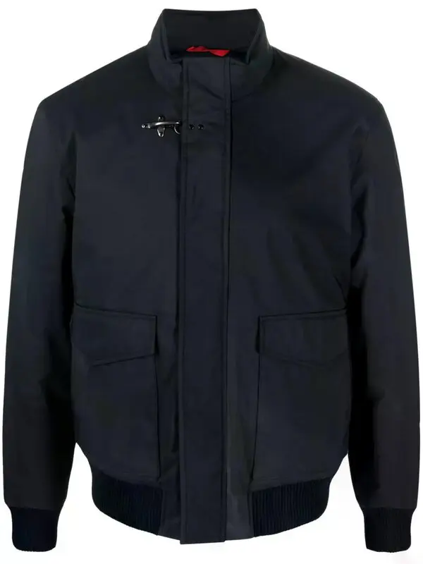 FAY Mock Neck Zip-up Bomber Jacket - Blue