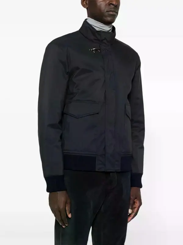 FAY Mock Neck Zip-up Bomber Jacket - Blue