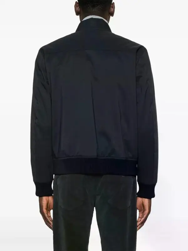 FAY Mock Neck Zip-up Bomber Jacket - Blue