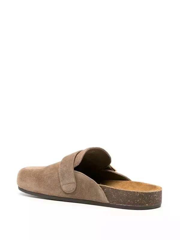 Tory Burch Logo-plaque Suede Mules - Neutrals