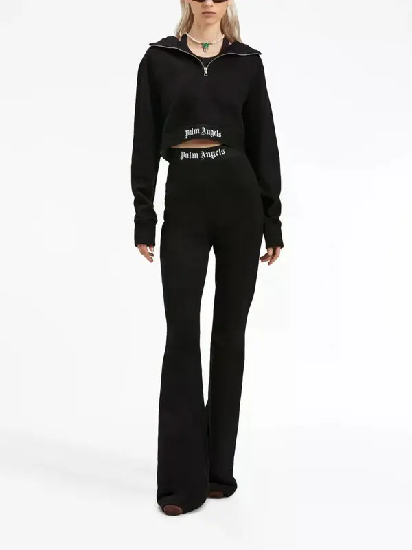 Palm Angels Cropped Cotton Logo Strap Sweatshirt