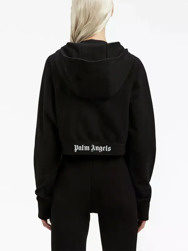Palm Angels Cropped Cotton Logo Strap Sweatshirt