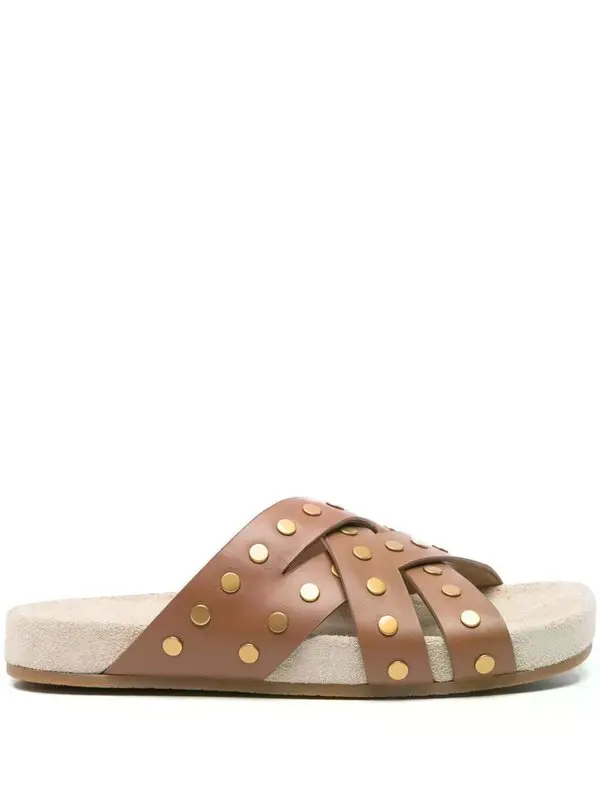 Michael Kors Irene Studded Leather Open Toe Flat Sandals