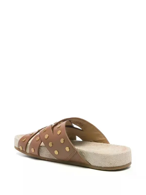 Michael Kors Irene Studded Leather Open Toe Flat Sandals