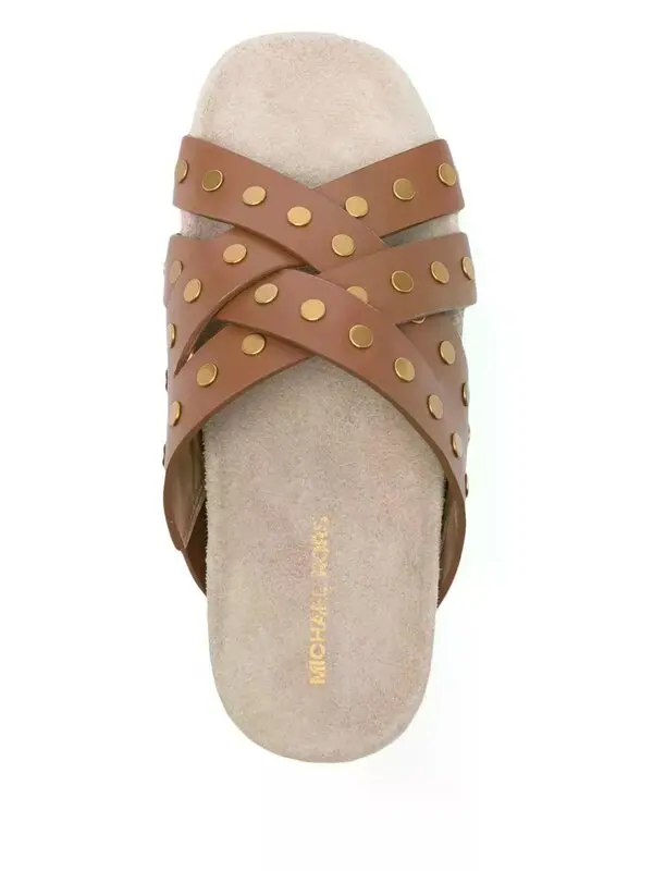 Michael Kors Irene Studded Leather Open Toe Flat Sandals