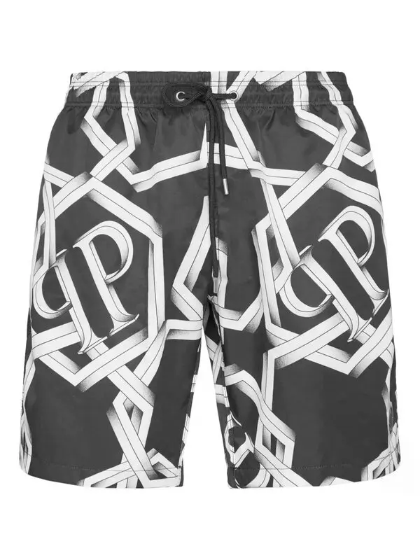 Philipp Plein Printed Swim Shorts - Black